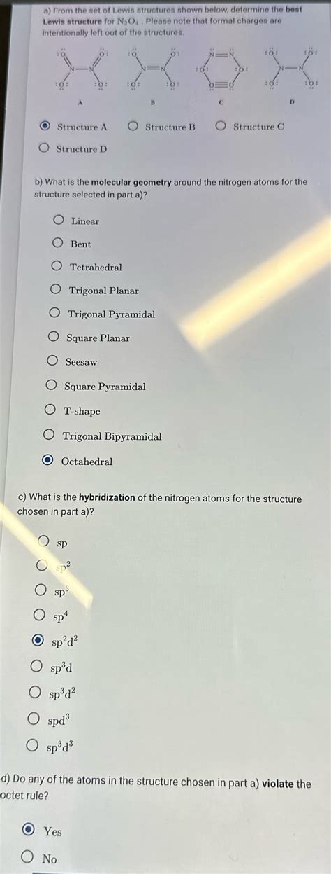 Solved Solve A From The Set Of Lewis Structures Shown Below