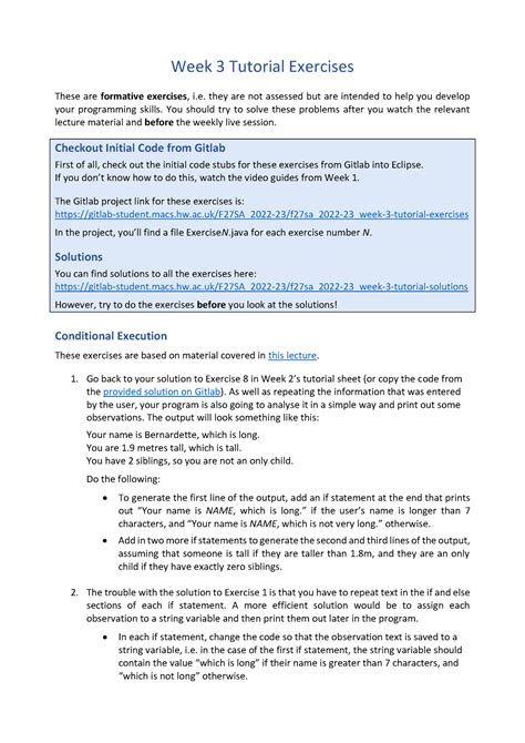 Tutorial Exercises Week 3 Tutorial Exercises These Are Formative Exercises I They Are Not