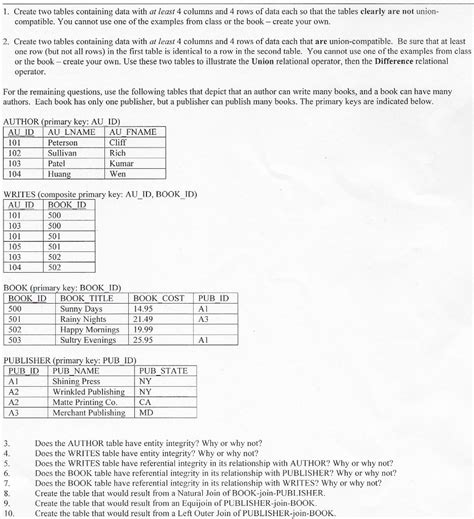 Solved 1 Create Two Tables Containing Data With At Least 4 Chegg