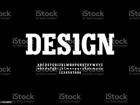 트렌디 한 흰색 글꼴 대담한 슬래브 세리프 알파벳 어퍼 케이스 및 A에서 Z와 아랍 번호에 소문자 라틴어 문자 0 에서 9 수제 그래픽의 스타일 벡터 일러스트 10eps