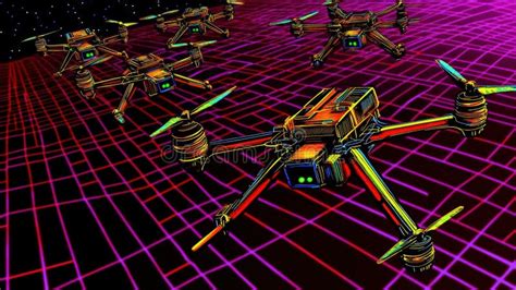 Retro Drone Swarm Stock Illustration Illustration Of Network 367557565