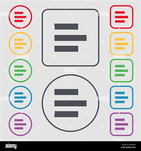 Left Aligned Icon Sign Symbols On The Round And Square Buttons With Frame Vector Stock Vector