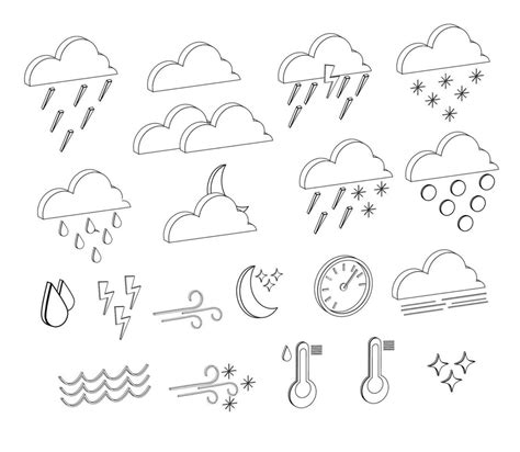 Set Of Contour Isometric Weather Forecast Icons 34119094 Vector Art At Vecteezy