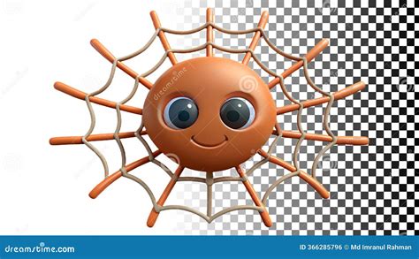 Orange Spider With Smiley Cute Halloween And Friendly Arachnid Png