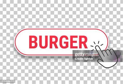 Burger 3d Click Web Button With Hand Cursor On Blank Background High