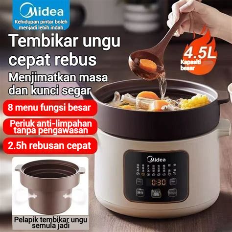 Midea Dge45t76 Periuk Rebus Elektrik Periuk Sup Dan Bubur Seramik