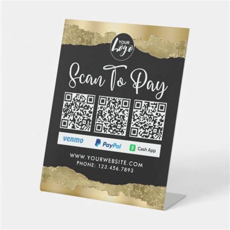 Qr Code Payment Scan To Pay Logo Pedestal Sign Zazzle