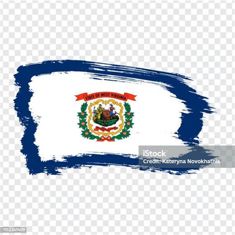 브러시 스트로크에서 웨스트버지니아의 국기입니다 미국 웹 사이트 디자인 로고 응용 프로그램 Ui에 대 한 투명 한 배경에 플래그 웨스트 버지니아 스톡 벡터입니다 Eps10