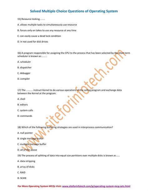 Operating System Multiple Choice Questions Pdf