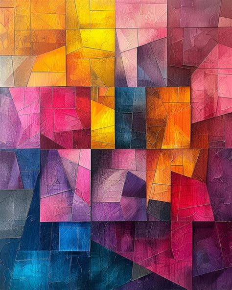 An Abstract Composition Of Geometric Shapes And Vibrant Colors Premium Ai Generated Image