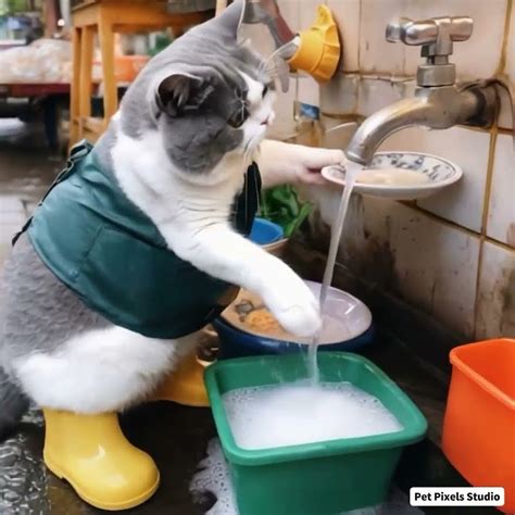 قطة كيوت تغسل مواعين تجنن 🥹 اكسبلور انمي تحفيز السعودية الكويت