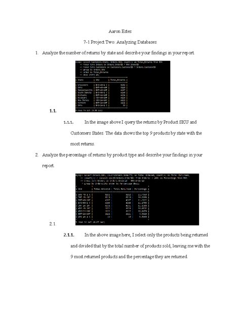 7 1 Project Two Aaron Estes 7 1 Project Two Analyzing Databases 1 Analyze The Number Of
