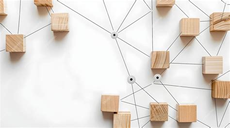 Conceptual Representation Of Connectivity And Structure Using Wooden Blocks On A Network Diagram