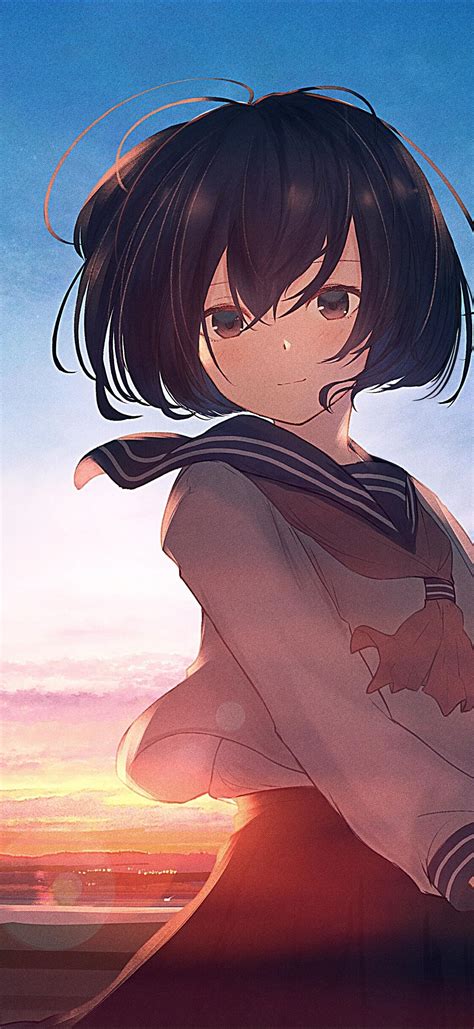 Обои школьной формы школьница аниме обои короткие волосы аниме 1125x2436 Iphone X Xs от Uaha