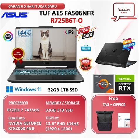 Jual Asus Tuf A Fa Nfr Ryzen Hs Rtx Gb Gb Tb Ssd W Ohs Fhd Hz