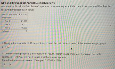 Solved NPV And IRR Unequal Annual Net Cash Inflows Assume Chegg Com