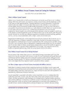 IX Military Sexual Trauma Issues In Caring For Veterans Ix Military Sexual Trauma Issues In