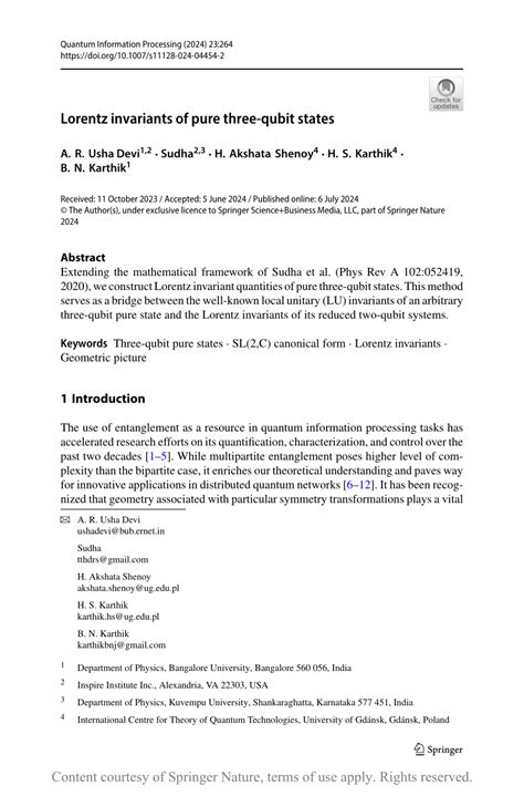 Lorentz Invariants Of Pure Three Qubit States Request Pdf