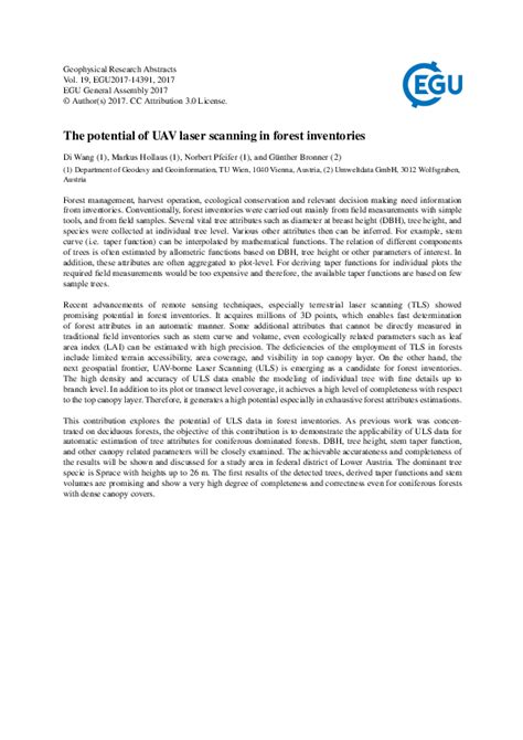 Pdf The Potential Of Uav Laser Scanning In Forest Inventories