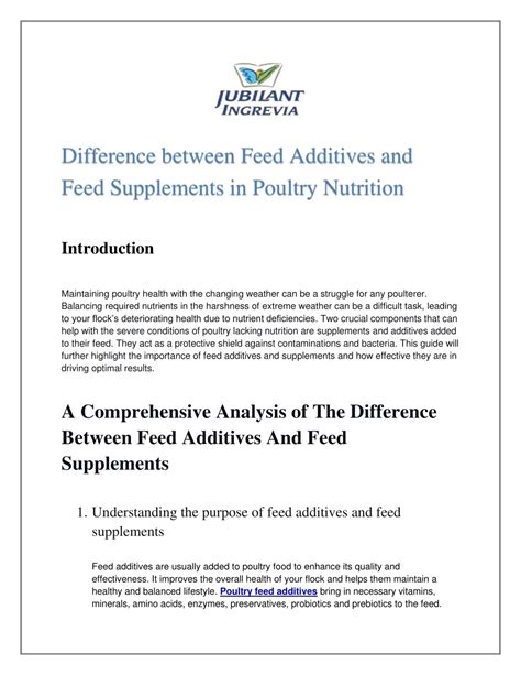 Ppt Difference Between Feed Additives And Feed Supplements In Poultry