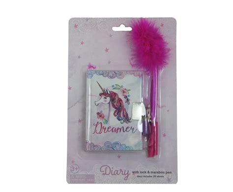 Dreamer Unicorn Mini Diary With Fluffy Marabou Pen Shop Today Get