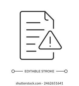File Error Linear Icon Document Exclamation Stock Vector Royalty Free