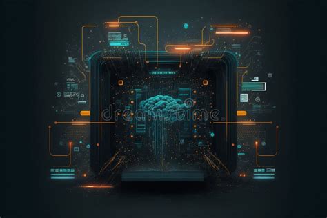 Digital Technology Computer Data Center Stock Illustration