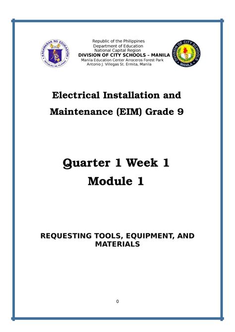 Eim 9 Q1 W1 Mod1 For Module Makers Republic Of The Philippines Department Of Education
