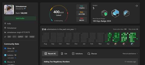 srimatamvar singh on linkedin leetcode 400questions codingjourney continuouslearning