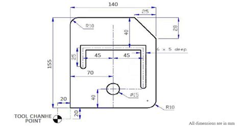 Solved Write A Cnc Program For The Part Given Below Which Is