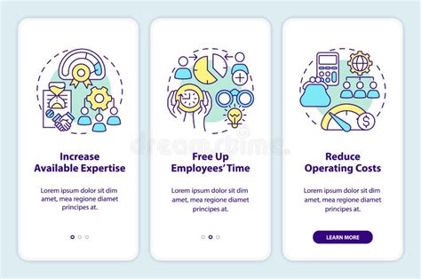 Small Business Outsourcing Reasons Onboarding Mobile App Screen Stock Vector Illustration Of
