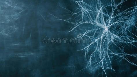 Blue Neural Network Lines Branching Out On Dark Digital Background Visualizing Connections Stock