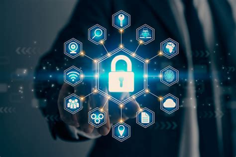 사업가의 손과 손가락이 화면을 터치하고 육각형 파란색 자물쇠 보안 표지판이 빈티지 톤으로 표시된다 가상현실에 대한 스톡 사진 및 기타 이미지 Istock