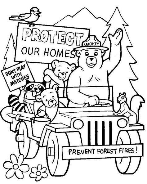 Printable Smokey The Bear Coloring Pages