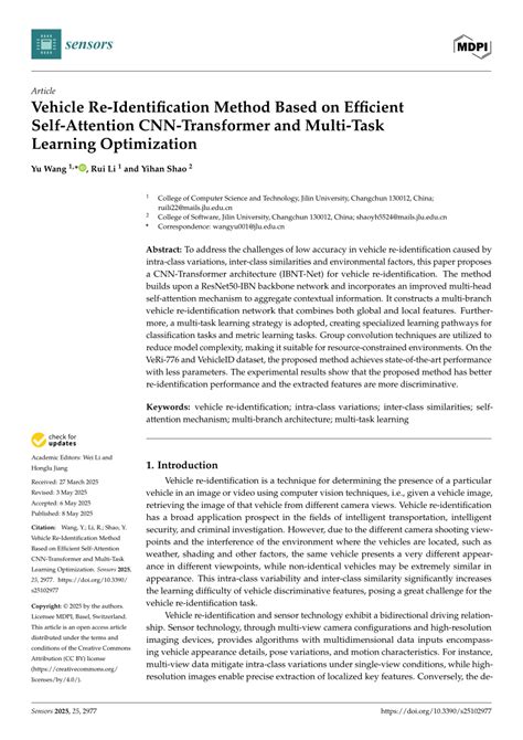 Pdf Vehicle Re Identification Method Based On Efficient Self Attention Cnn Transformer And