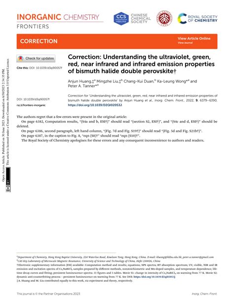 Pdf 254 2022 Inorg Chem Front Correction 9 6379 Understanding