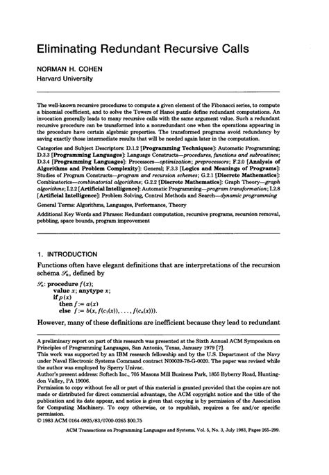 pdf eliminating redundant recursive calls