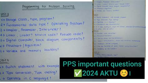 Pps Important Questionsaktucse Waleprogramming For Problem Solving Important Questions