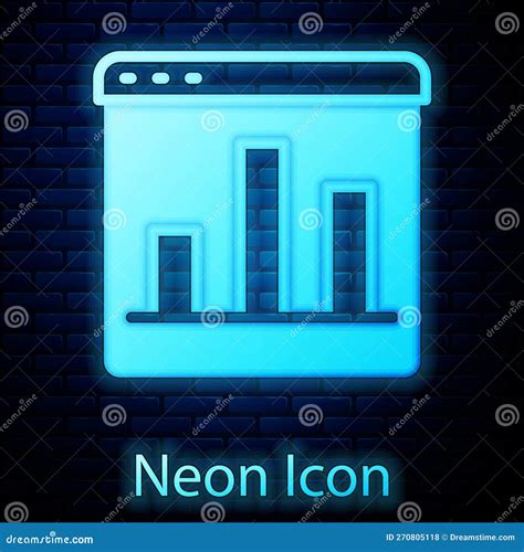 Glowing Neon Graph Chart Diagram Infographic Icon Isolated On Brick Wall Background Vector