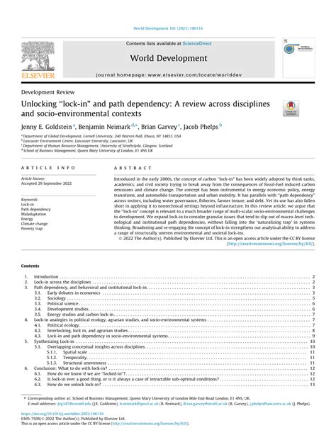 Pdf Unlocking “lock In” And Path Dependency A Review Across