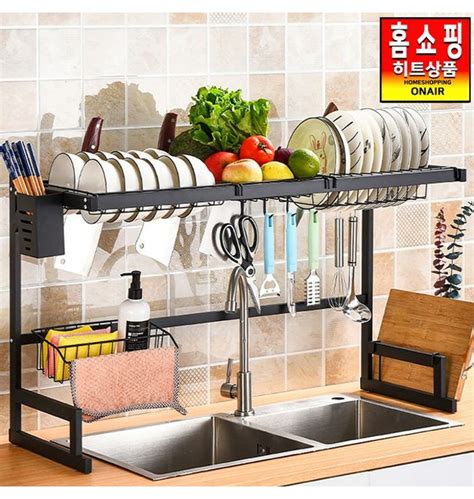 주방 싱크대 식기 건조대 무타공 기둥식 물빠짐 선반 티몬