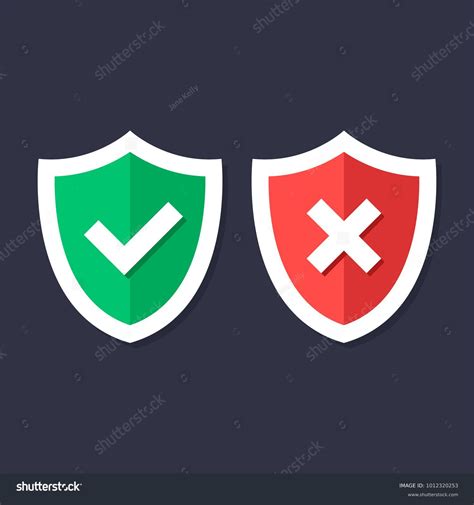 Shields Check Marks Icons Set Red Stock Vector Royalty Free Shutterstock