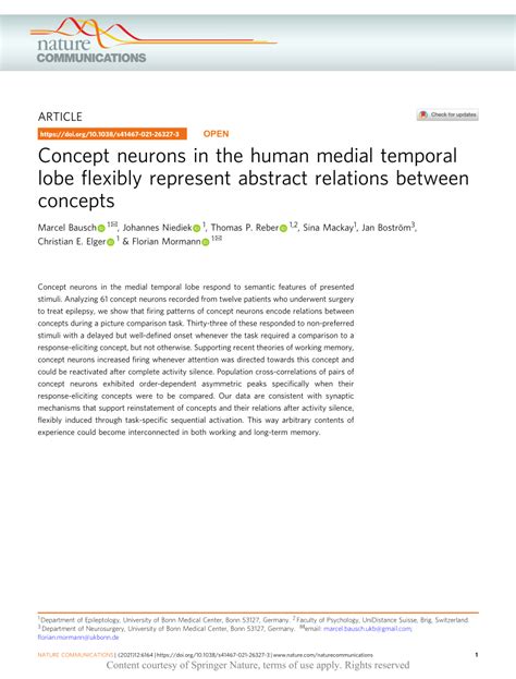 Pdf Concept Neurons In The Human Medial Temporal Lobe Flexibly Represent Abstract Relations