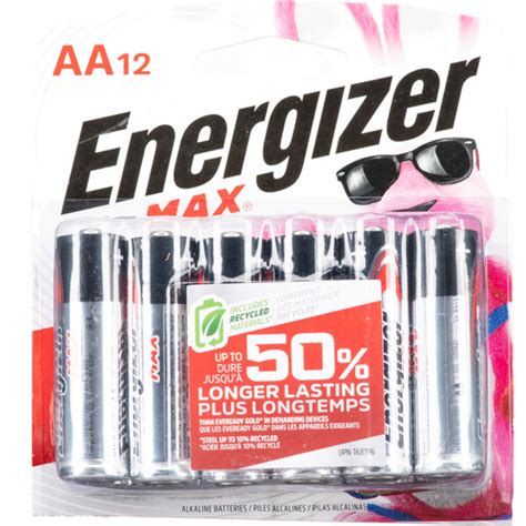 Energizer Max Aa Alkaline Batteries 15v 12 Pack E91 Bp4 12pk