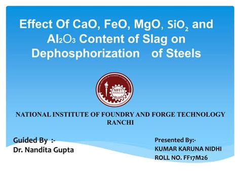 effect of cao feo mgo sio2 and al2o3 content of slag on dephosphorization of steels pdf