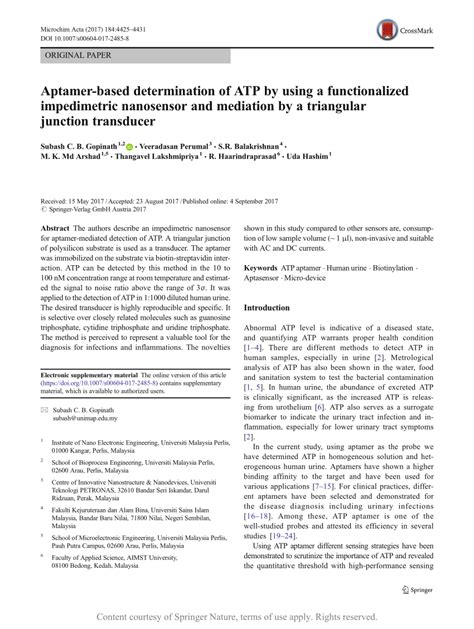 Aptamer Based Determination Of Atp By Using A Functionalized