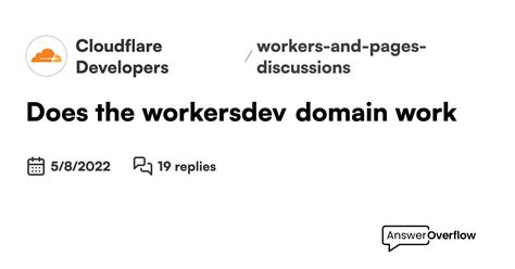 Does The `workersdev` Domain Work Cloudflare Developers
