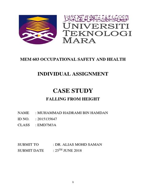 Osha Fatal Accident Assignment For Fall From Height Download Free Pdf