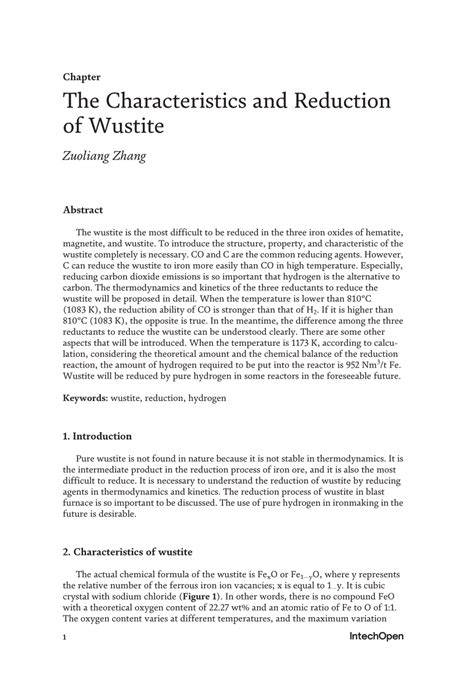 Pdf The Characteristics And Reduction Of Wustite Pdf The Characteristics And Reduction Of Wustite