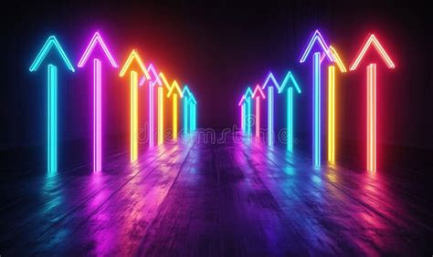 Neon Arrows Glowing In Vibrant Colors Creating A Dynamic Pathway In